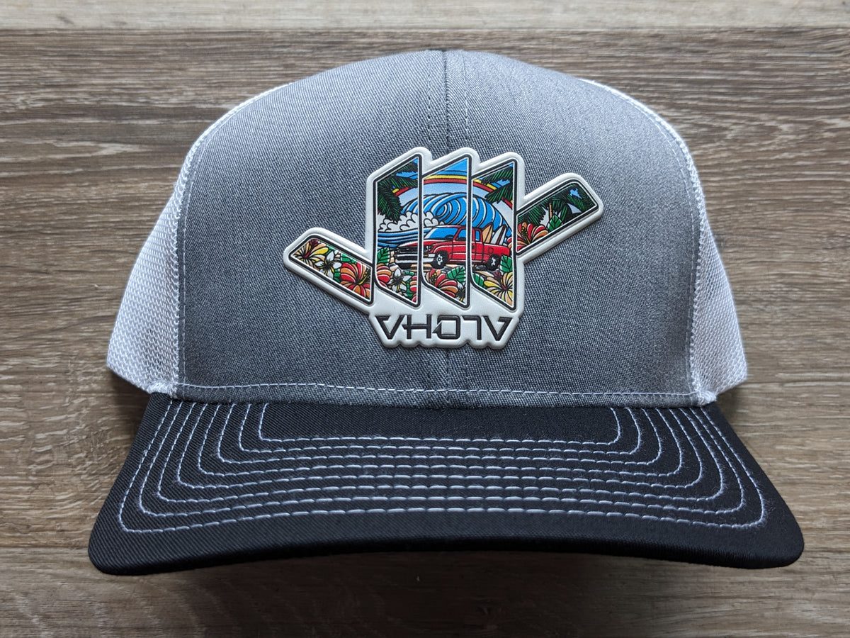 Snapback: Heather Gray/White/Black Trucker with 3D Tamo Arts Collab Sh ...