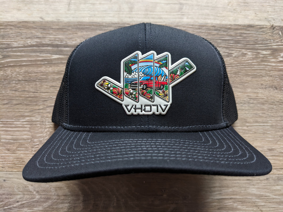 Snapback: All Black Trucker with 3D Tamo Arts Collab Shaka – VH07V