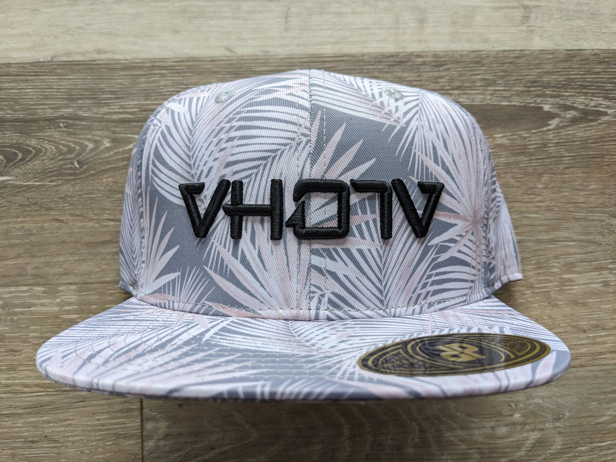 Snapback: Tan Fan Palms Floral/Black 3D Puff logo – VH07V
