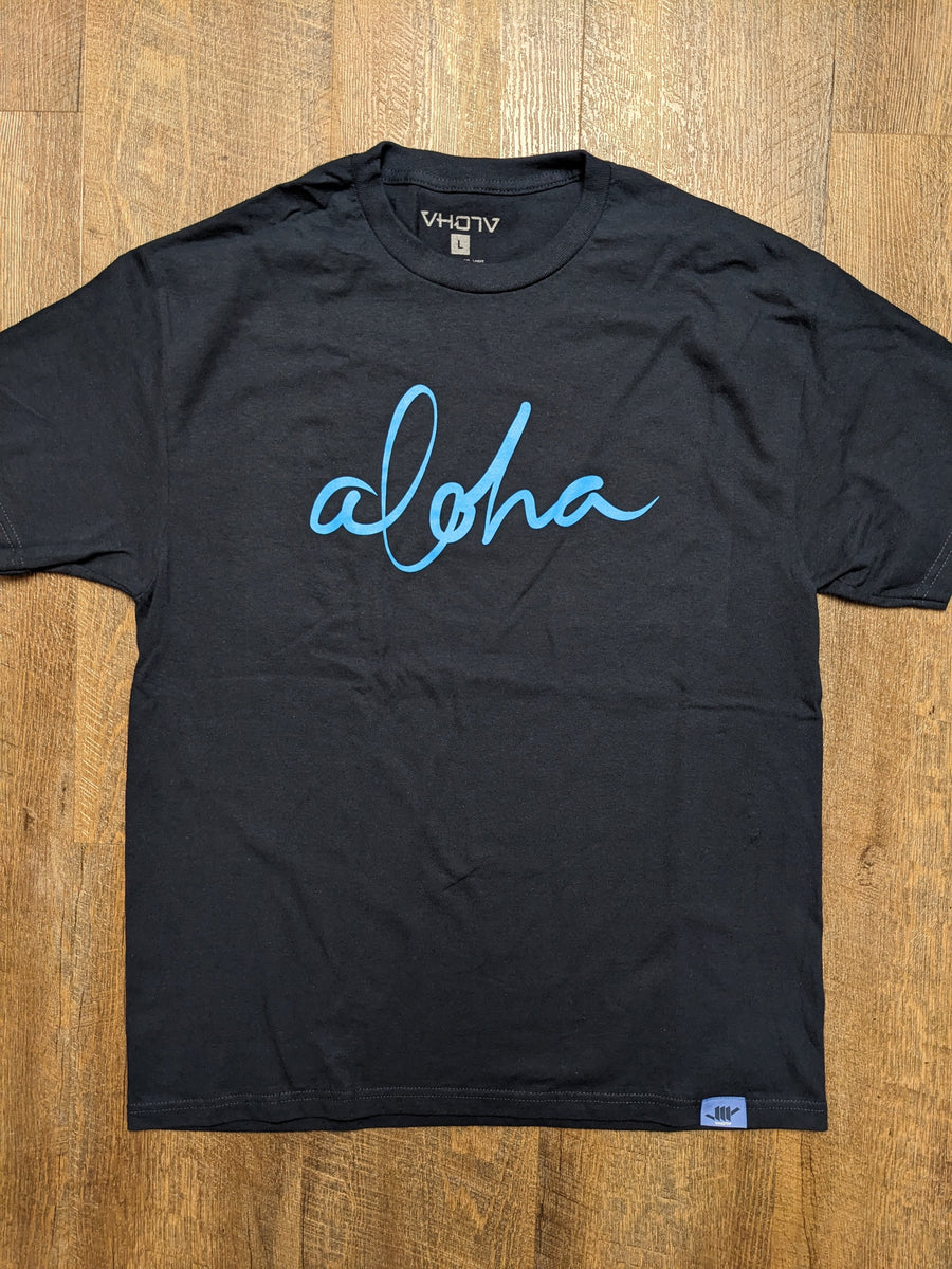 Adult Aloha "Script" Tee (Navy/Teal) – VH07V