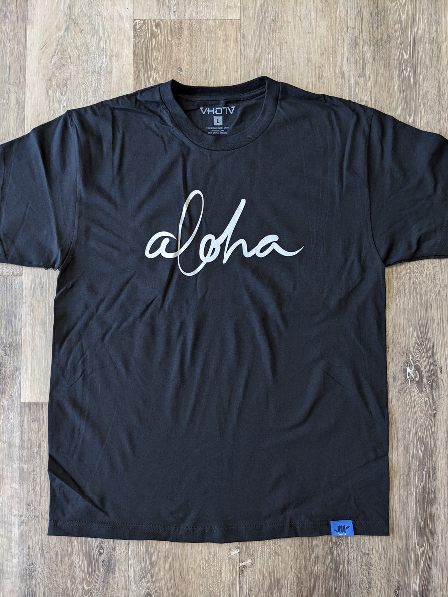 Adult Aloha "Script" Tee (Black/White) (ALL SALES FINAL) – VH07V
