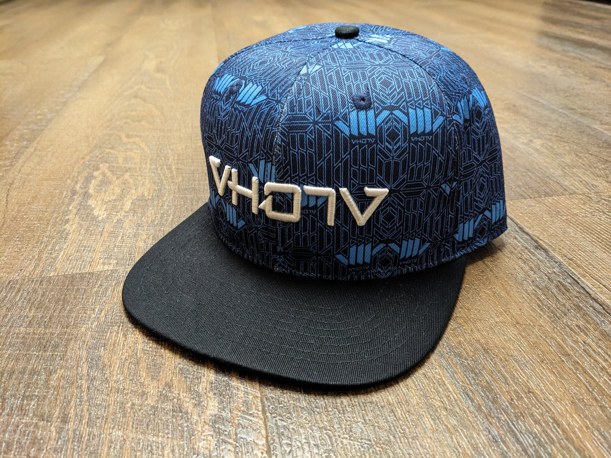 Snapback: Custom Navy "Kaleidoscope" with White 3D Puff logo – VH07V