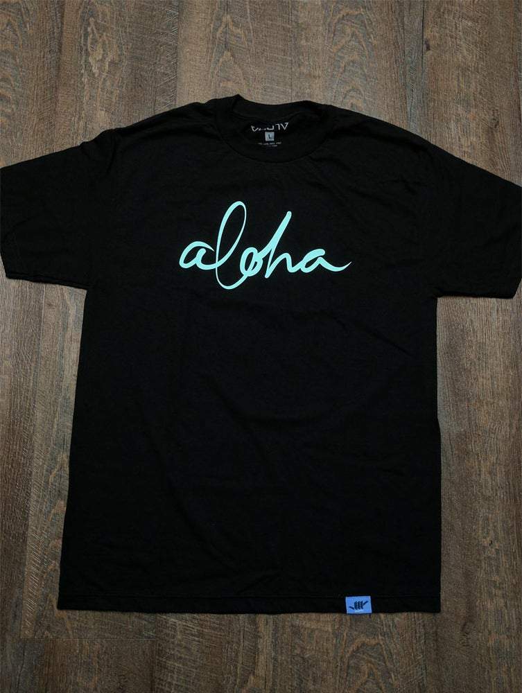 Adult Aloha "Script" Tee (Black/Mint) – VH07V