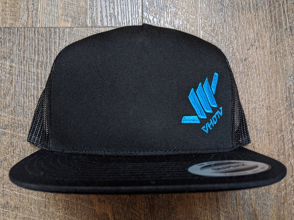 Snapback: Diagonal Mini Shaka (Black Trucker/Electric Blue thread) – VH07V